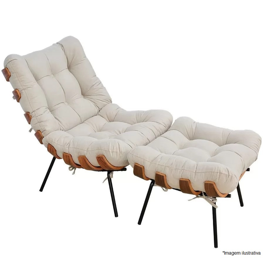 Cadeira Decorativa Costela com Puff - Várias Cores | DesignChair